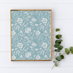Light Blue Delicate Floral Pattern PNG Seamless File White and Blue ...