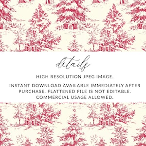 Christmas Toile De Joy Seamless Pattern Red and White Vintage Christmas ...