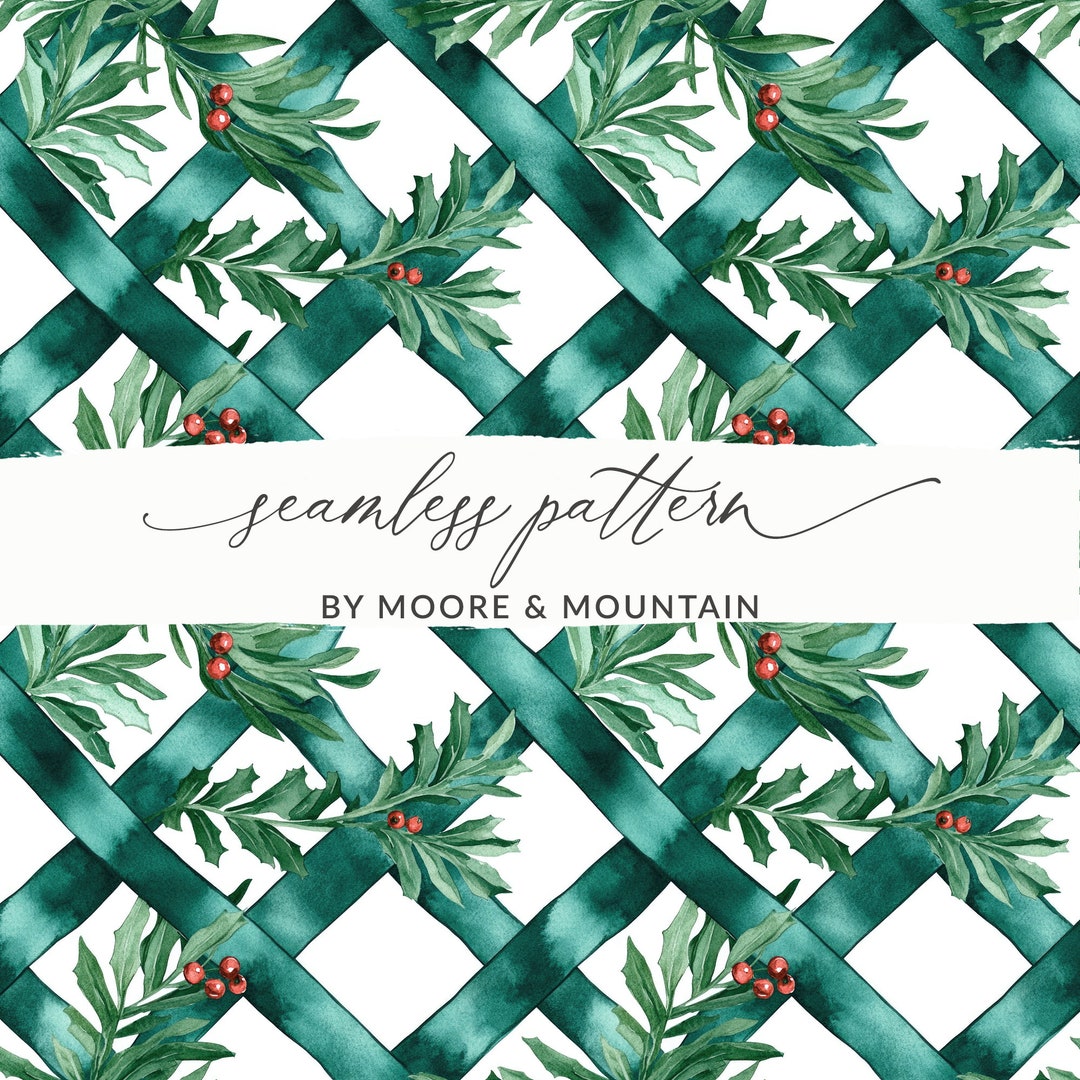 Christmas Ribbons Seamless Pattern Winter Trellis Background ...