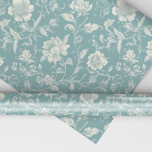 Light Blue Delicate Floral Pattern PNG Seamless File White and Blue ...