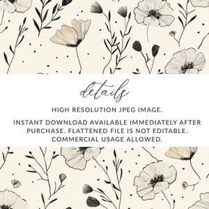 Seamless Neutral Pattern, Neutral Floral Pattern, Seamless Line Art ...
