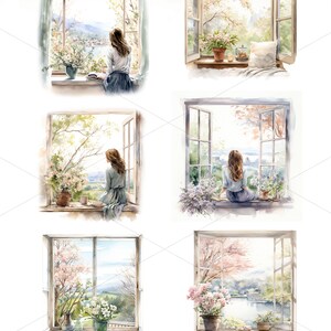 25 Watercolor Spring Windows Clipart Spring Window Scene Spring ...