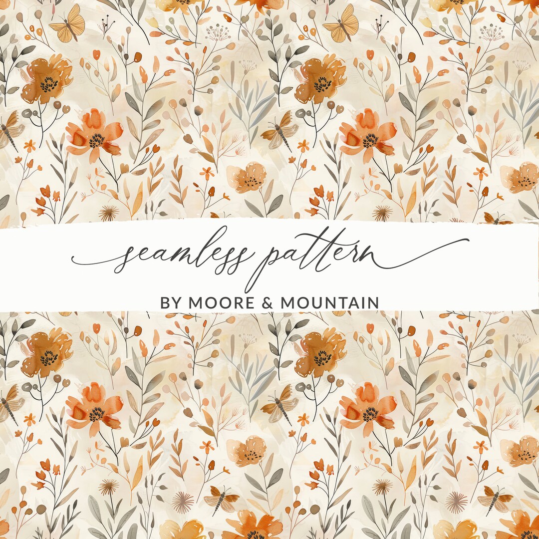 Fall Cottagecore Meadow Seamless Background Pattern Fall Meadow ...