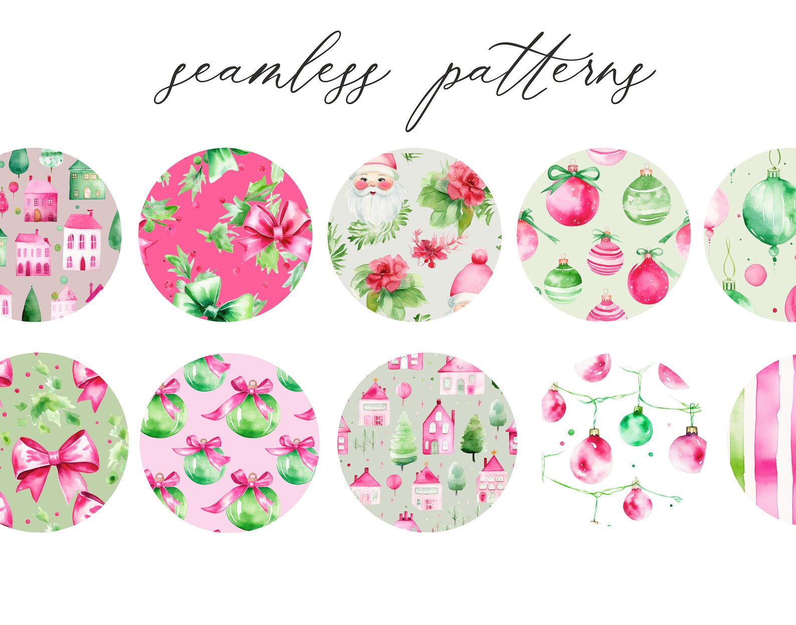 Hot Pink Christmas Clipart, Pink Watercolor Christmas Clipart, Pink ...