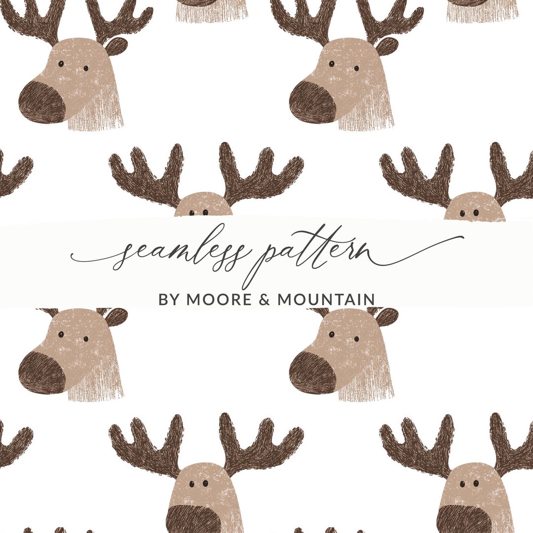 Moose Background Pattern Cute Sketched Moose Pattern Digital File ...
