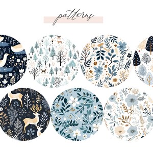32 Seamless Cute Winter Animals Seamless Backgrounds, Blue Winter ...