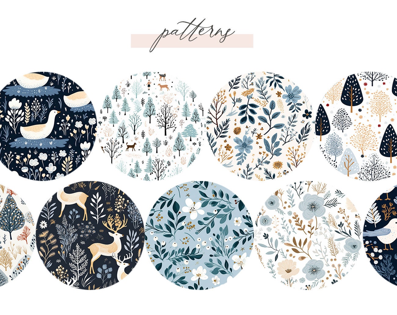 32 Seamless Cute Winter Animals Seamless Backgrounds, Blue Winter ...