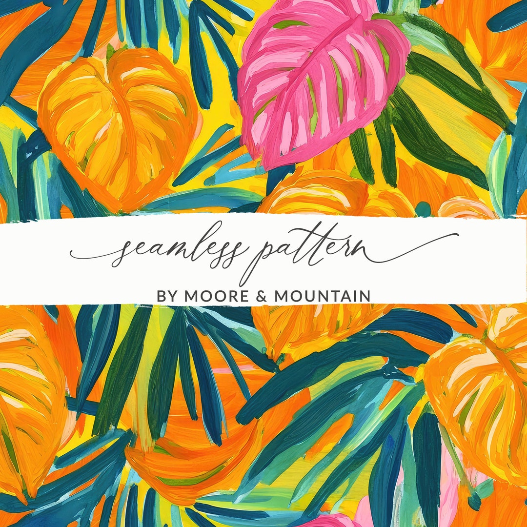 Modern Tropical Seamless Monstera Acrylic Painterly, Jungle Leaves ...