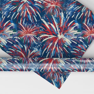 Seamless Fireworks Pattern, Red White and Blue Seamless Background ...