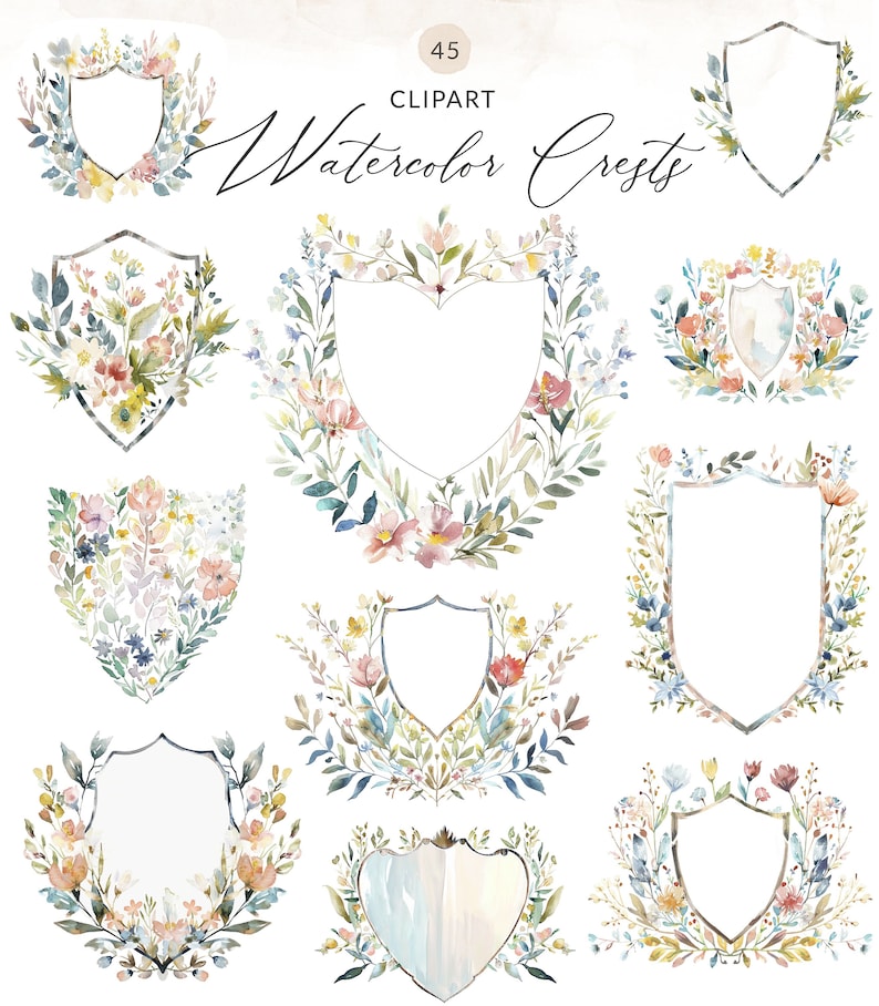 Watercolor Crest Clipart, Painted Crest PNG Images, Wedding Crest ...