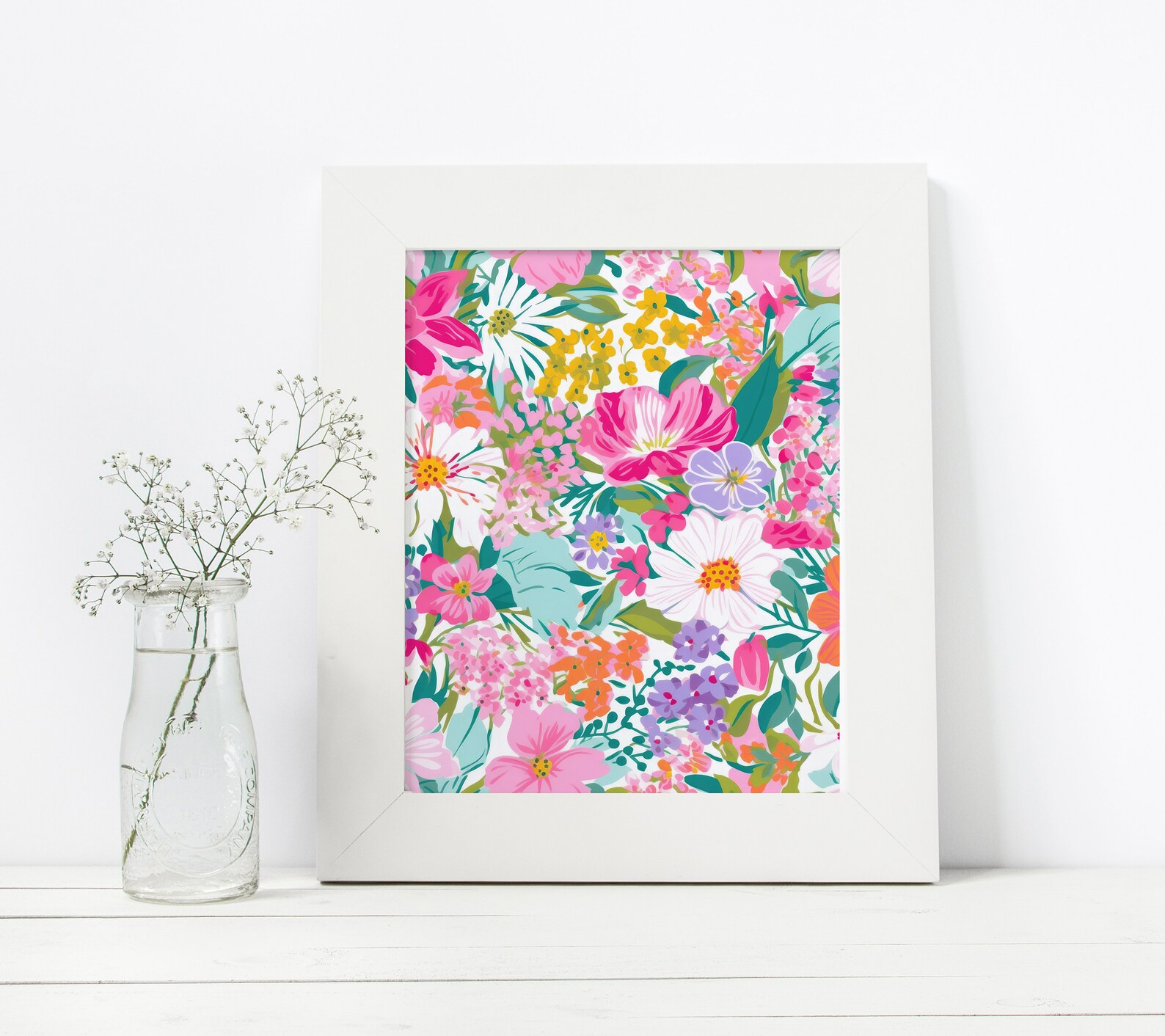 Preppy Tropical Seamless Background, Colorful Vintage Ditsy Floral ...
