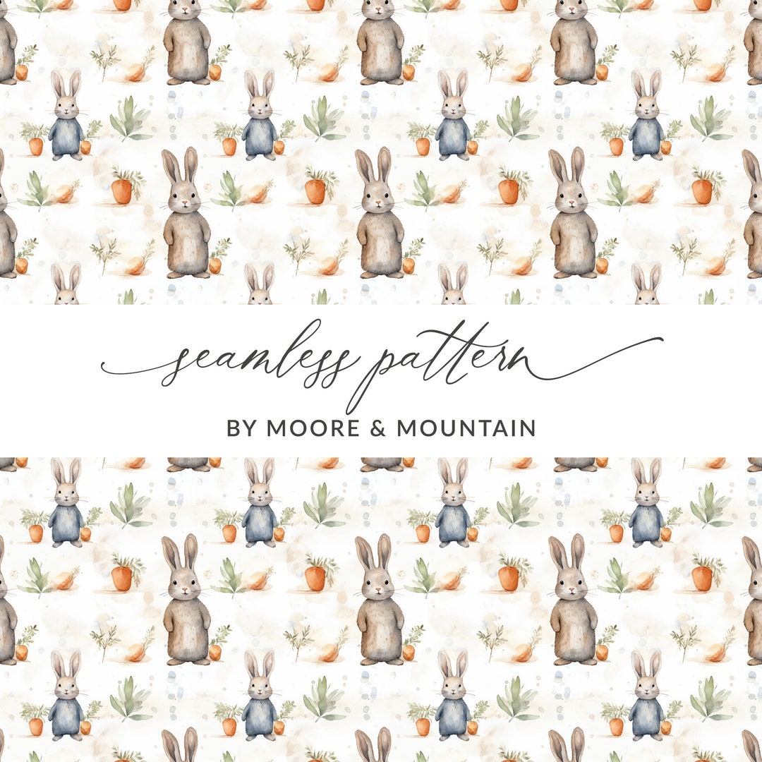Cottagecore Bunny Seamless Spring Pattern, Rabbits and Carrots Spring ...