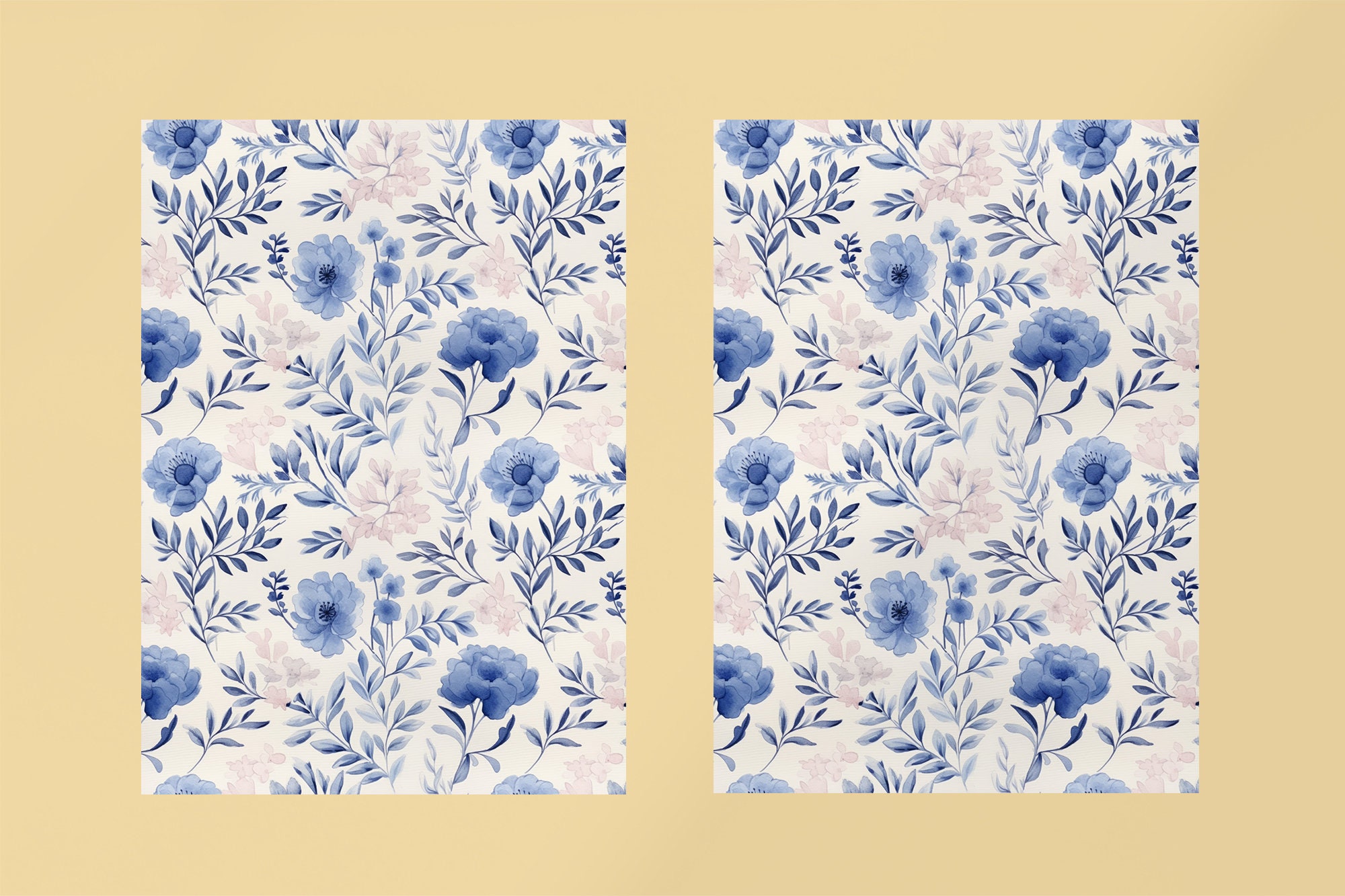 Blue Watercolor Chinoiserie Seamless Pattern Chinese Floral - Etsy