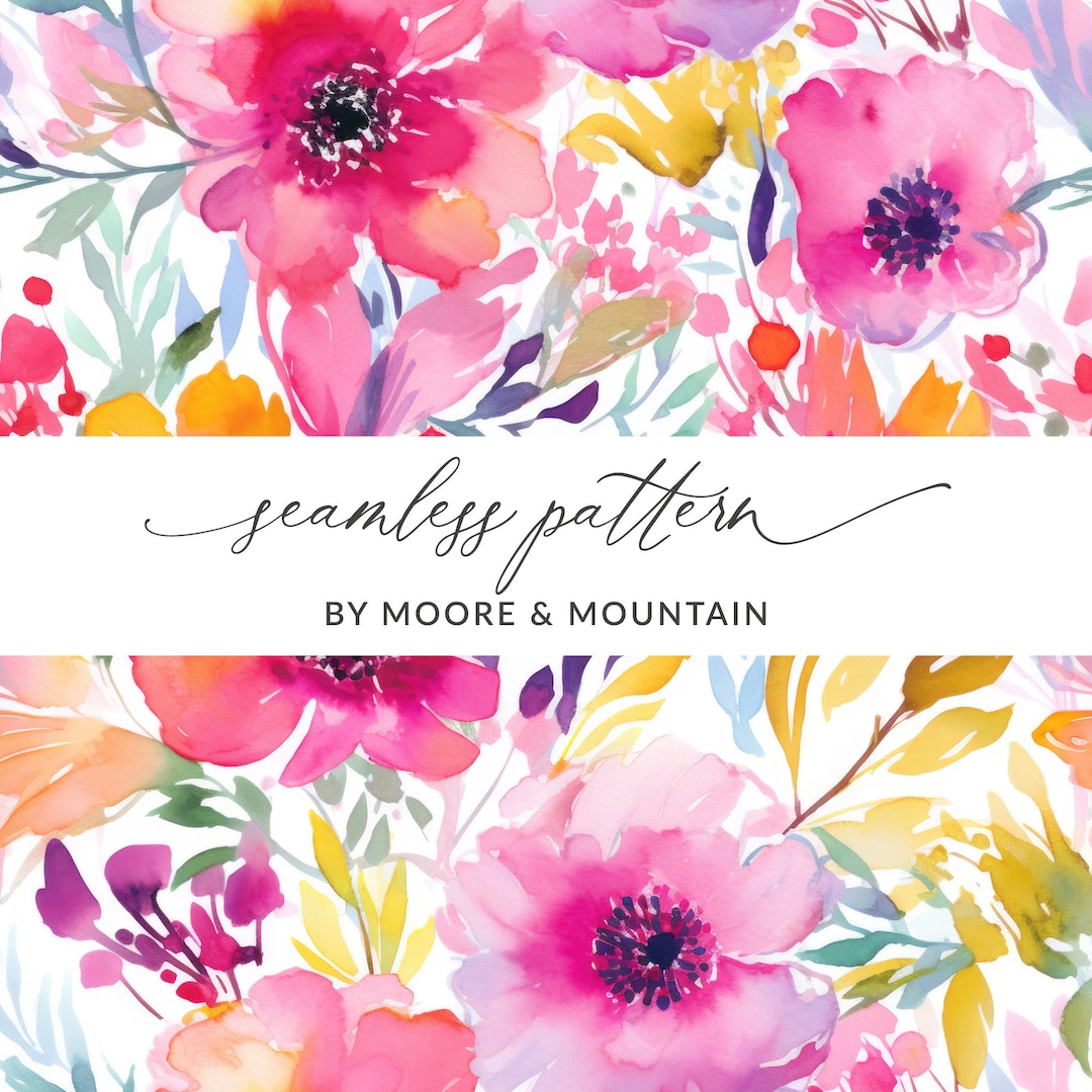 Seamless Floral Background Pattern, Watercolor Flowers Repeating ...