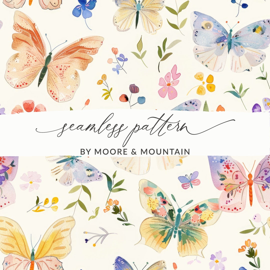 Seamless Watercolor Butterflies Seamless Background Pattern, Pastel ...
