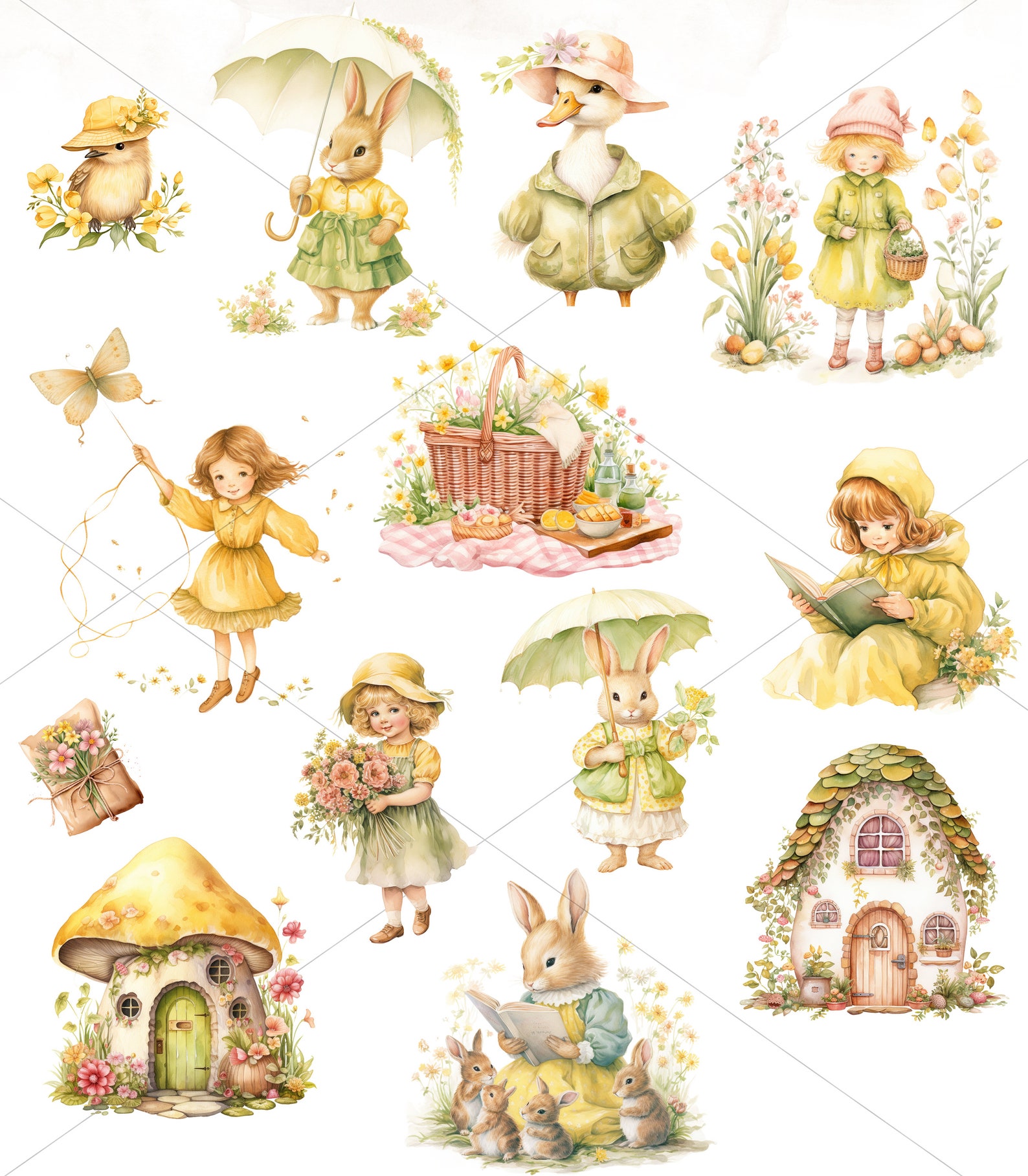 50 Cottagecore Clipart, Spring Cottagecore Clipart, Treehouse Clipart ...