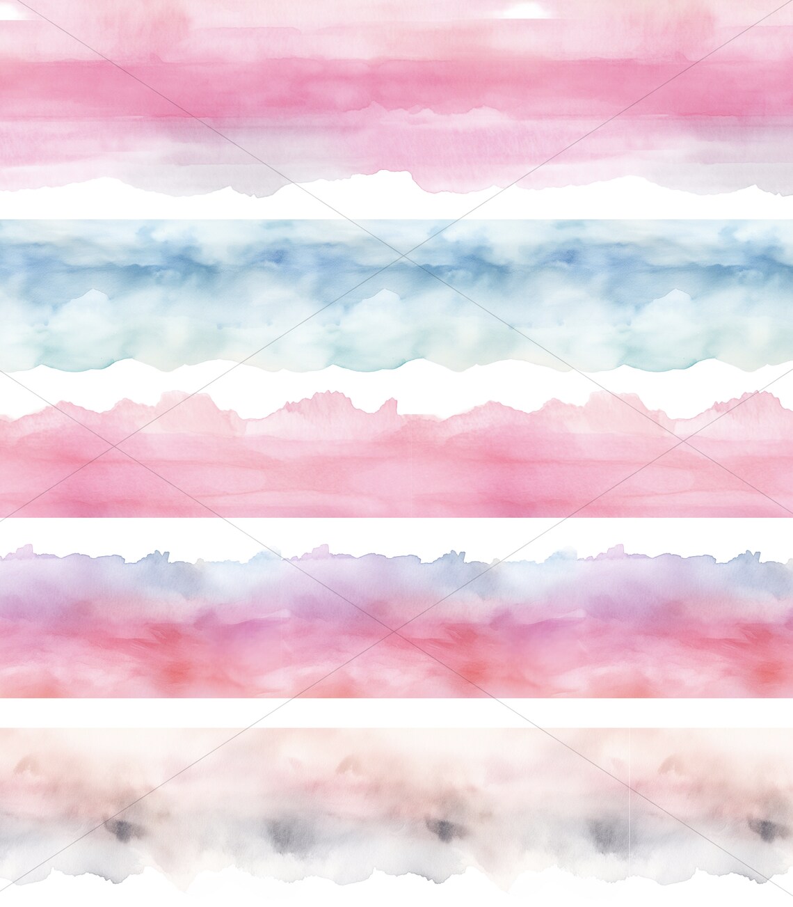 20 Seamless Borders Clipart, Seamless Watercolor Borders, Watercolor ...