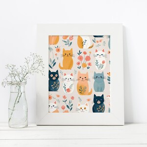 Quirky Cats Digital Paper, Seamless Cats Background, Cute Cats Pattern ...