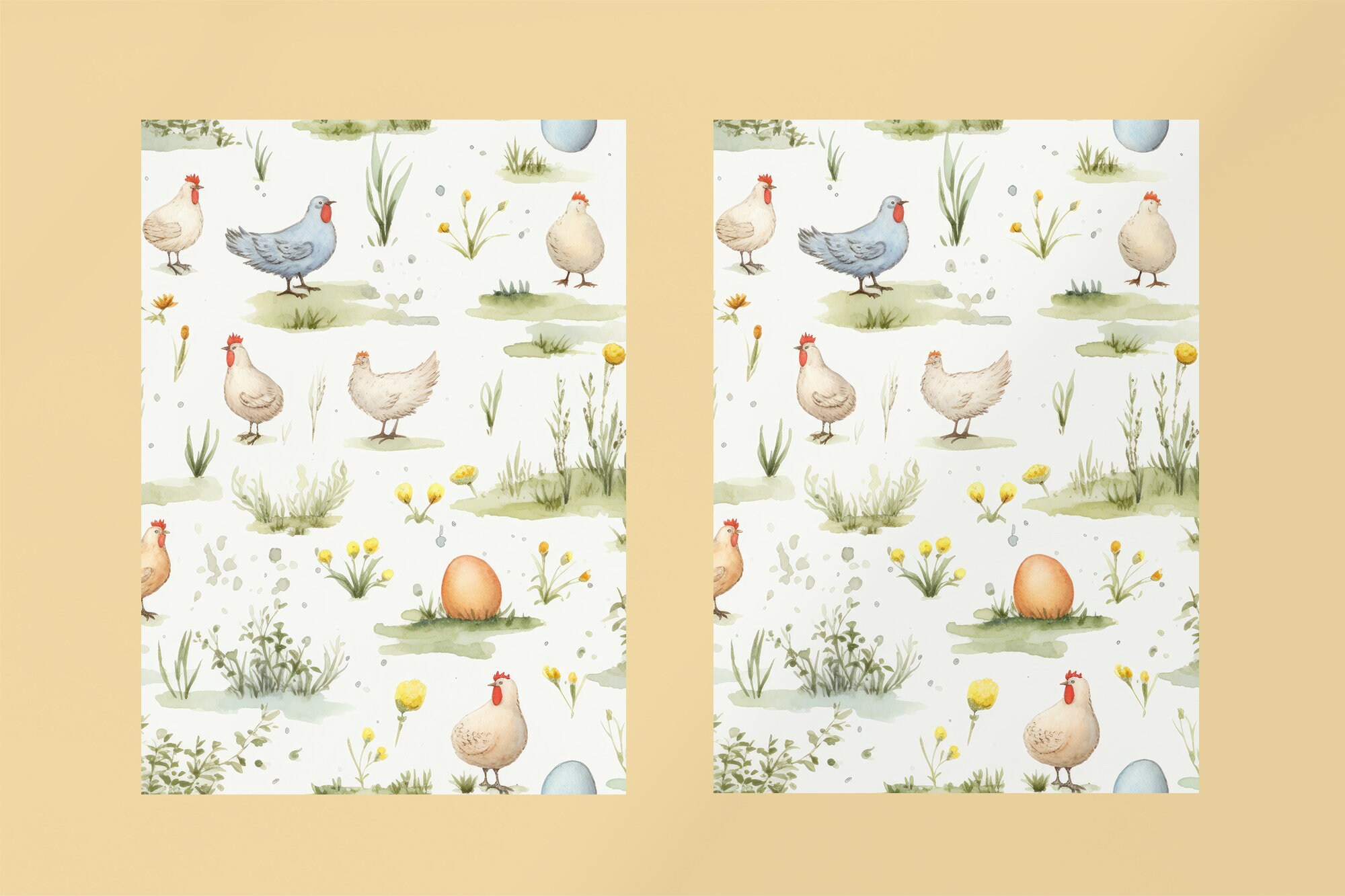 Seamless Chicken Pattern Watercolor Chickens Background, Spring Chicken ...