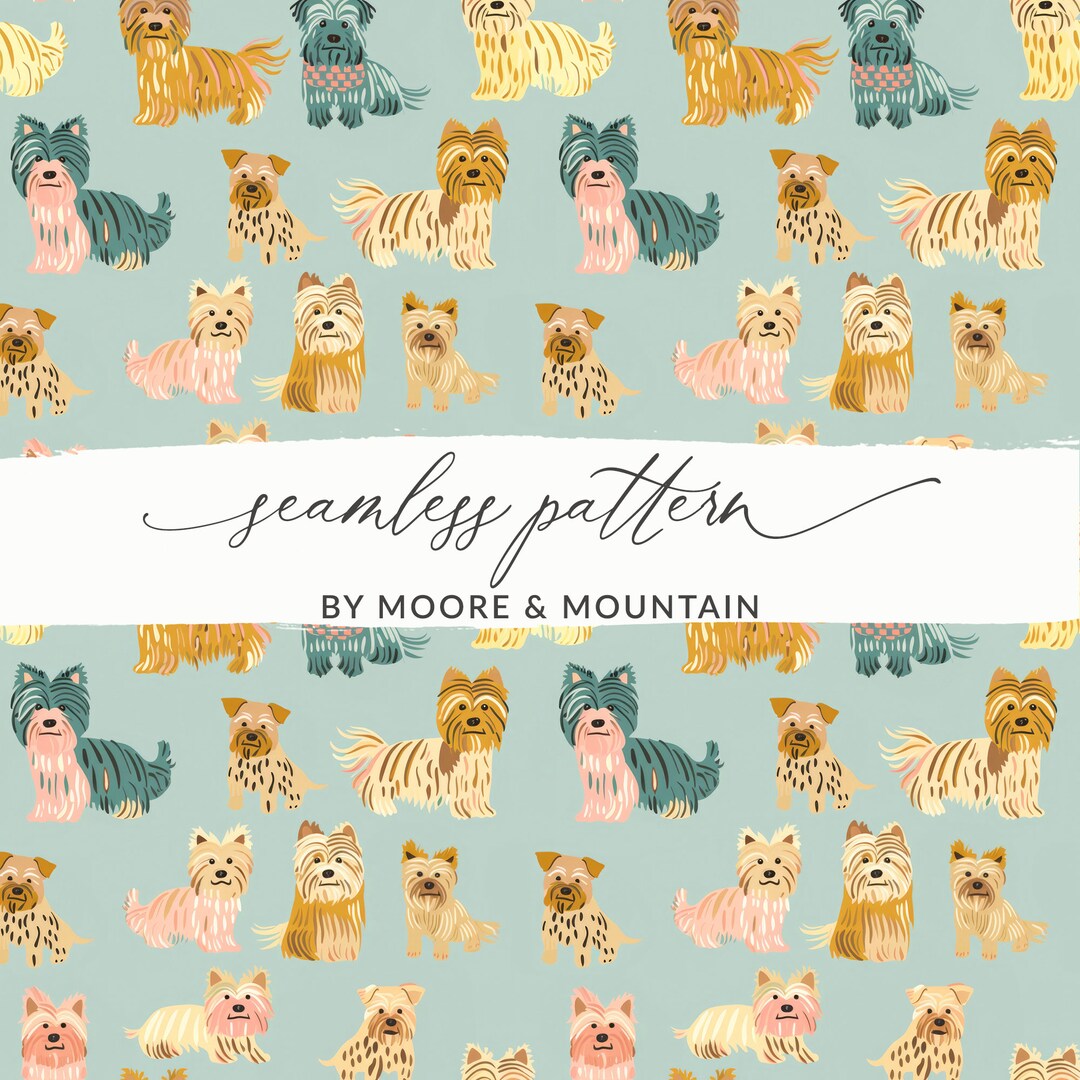 Seamless Yorkshire Terrier Background, Cute Yorkie Dog Background ...