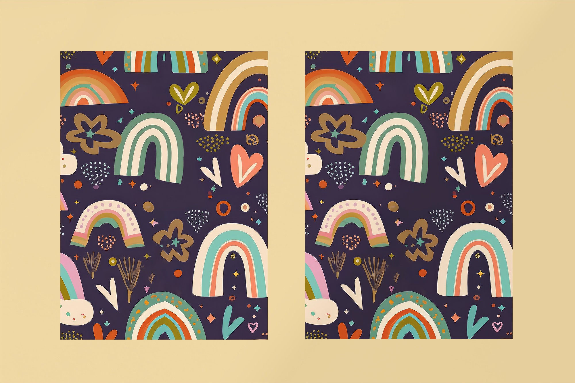 Navy Blue Rainbow Pattern, Seamless Navy Rainbow Pattern, Girly Rainbow ...