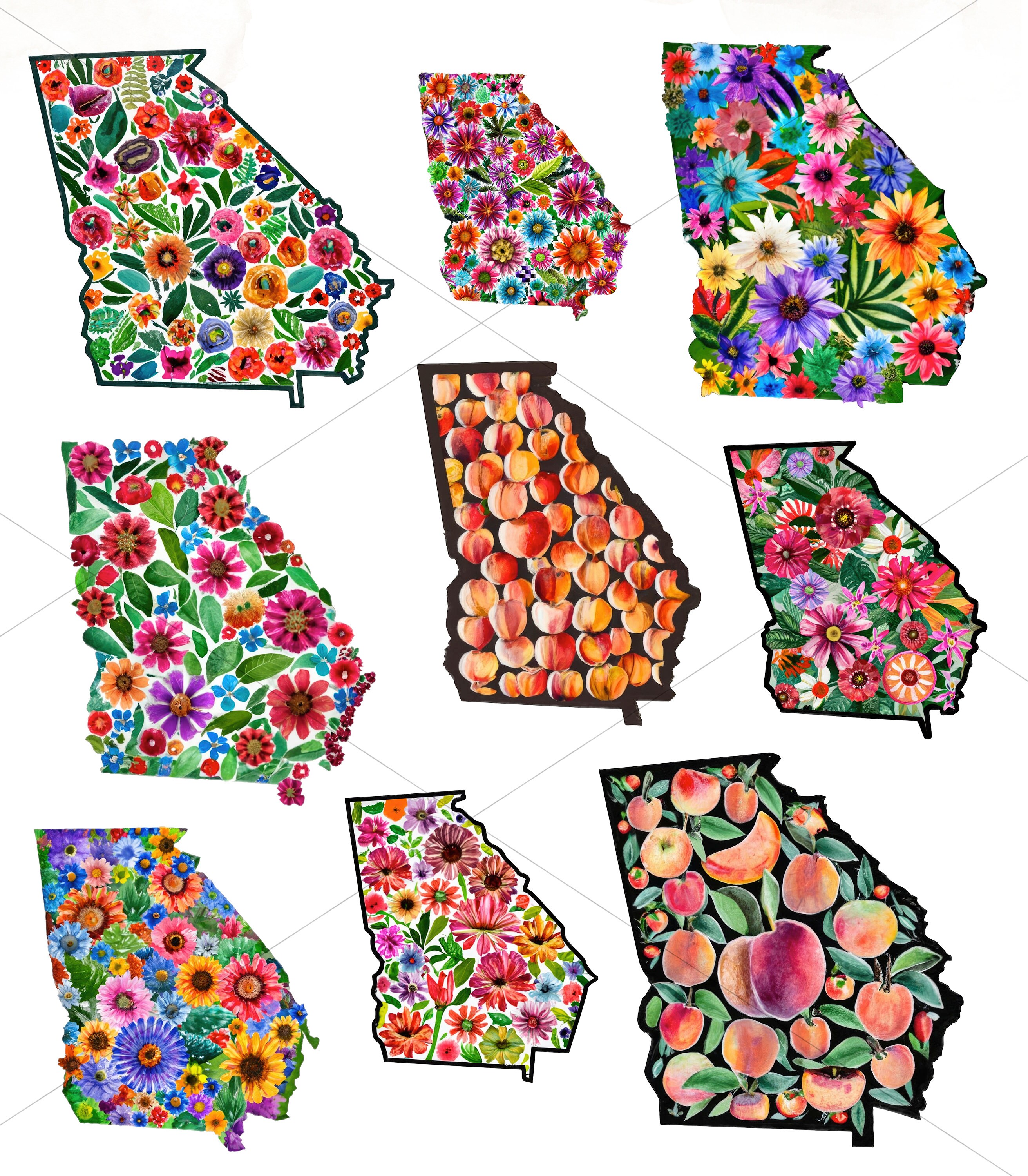 State of Georgia Clipart, Georgia State PNG, Georgia State With Flowers ...
