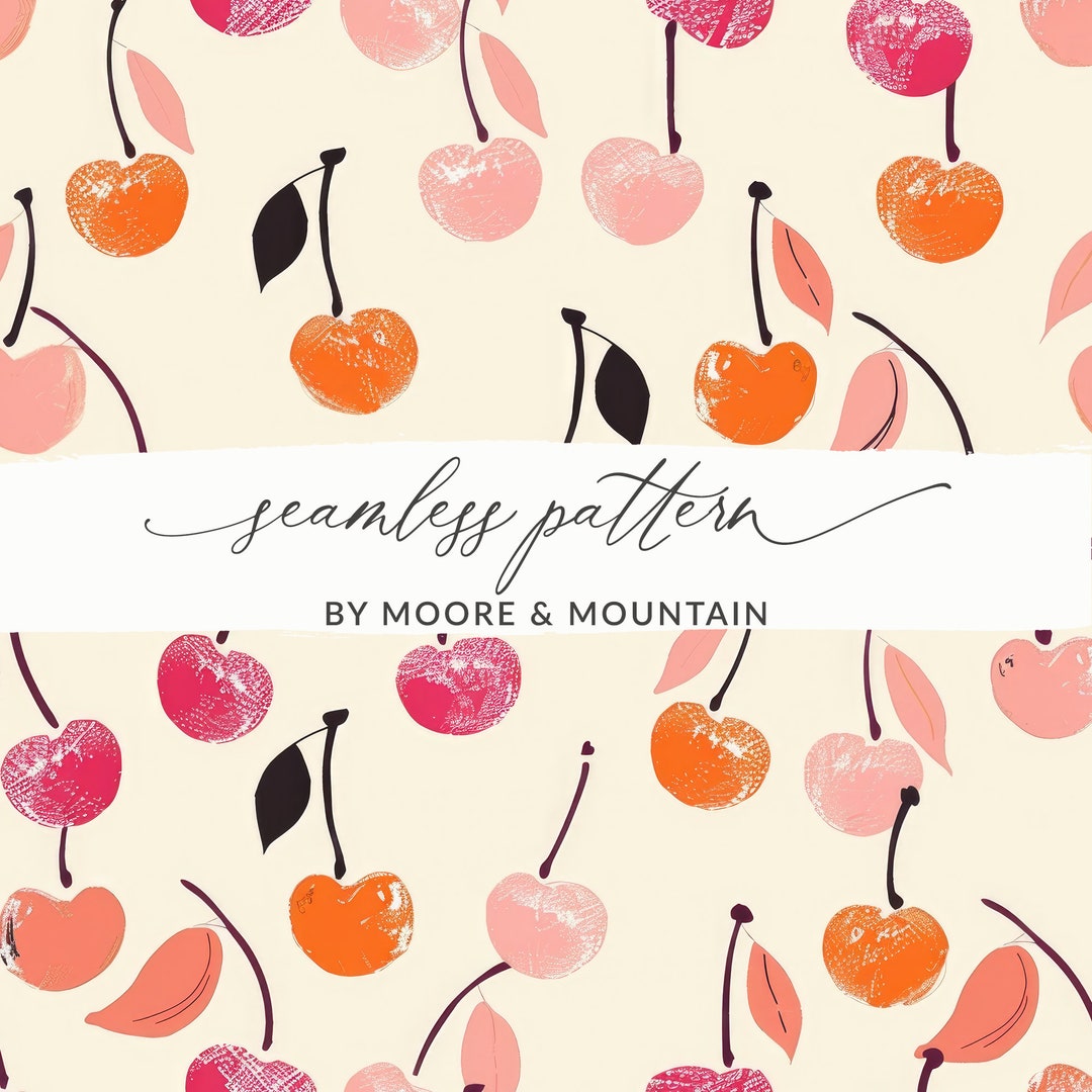 Seamless Cherries Background Pattern, Summer Fruit Background, Cherry ...