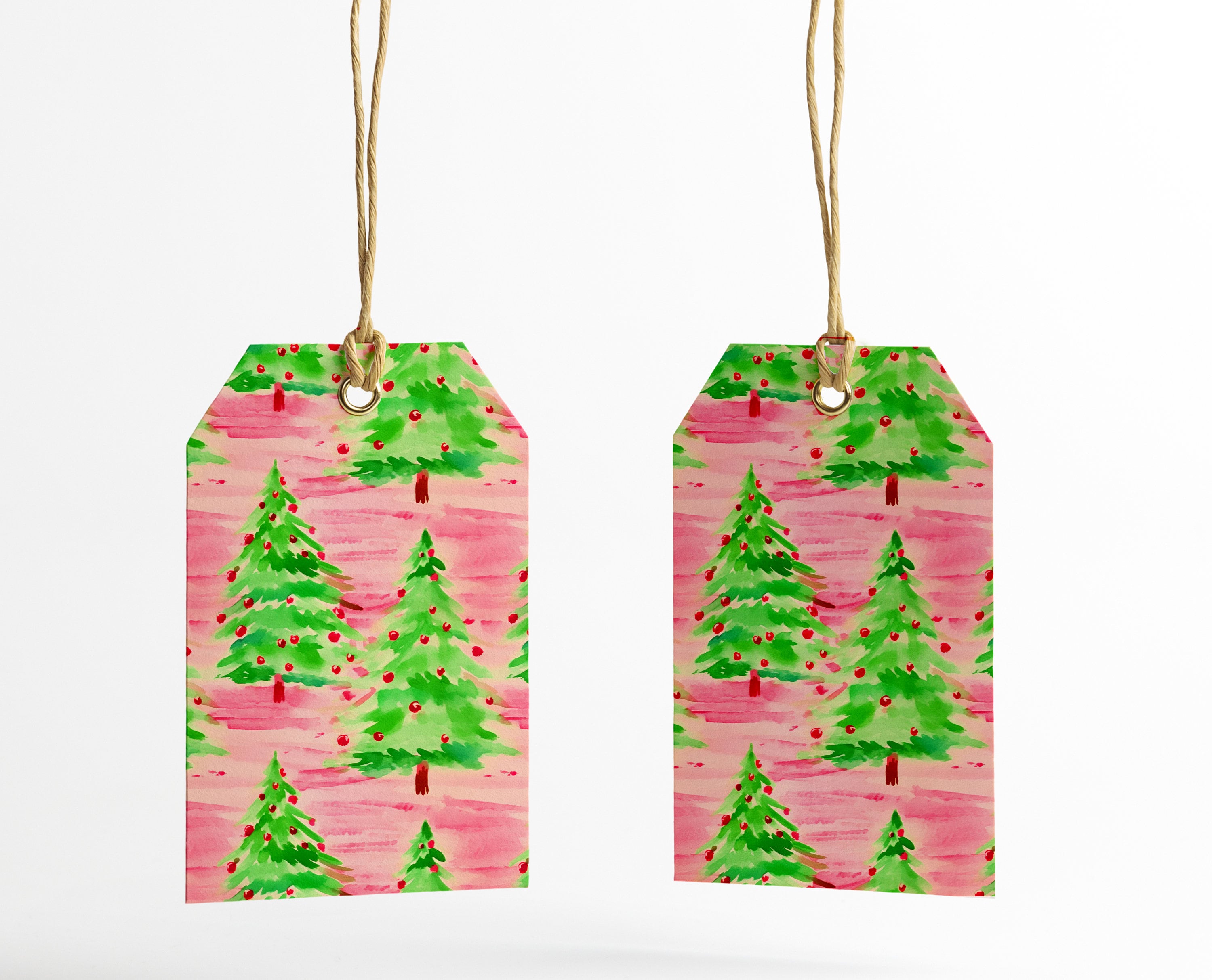 Watercolor Christmas Tree Preppy Pattern, Pink Christmas Tree Seamless ...