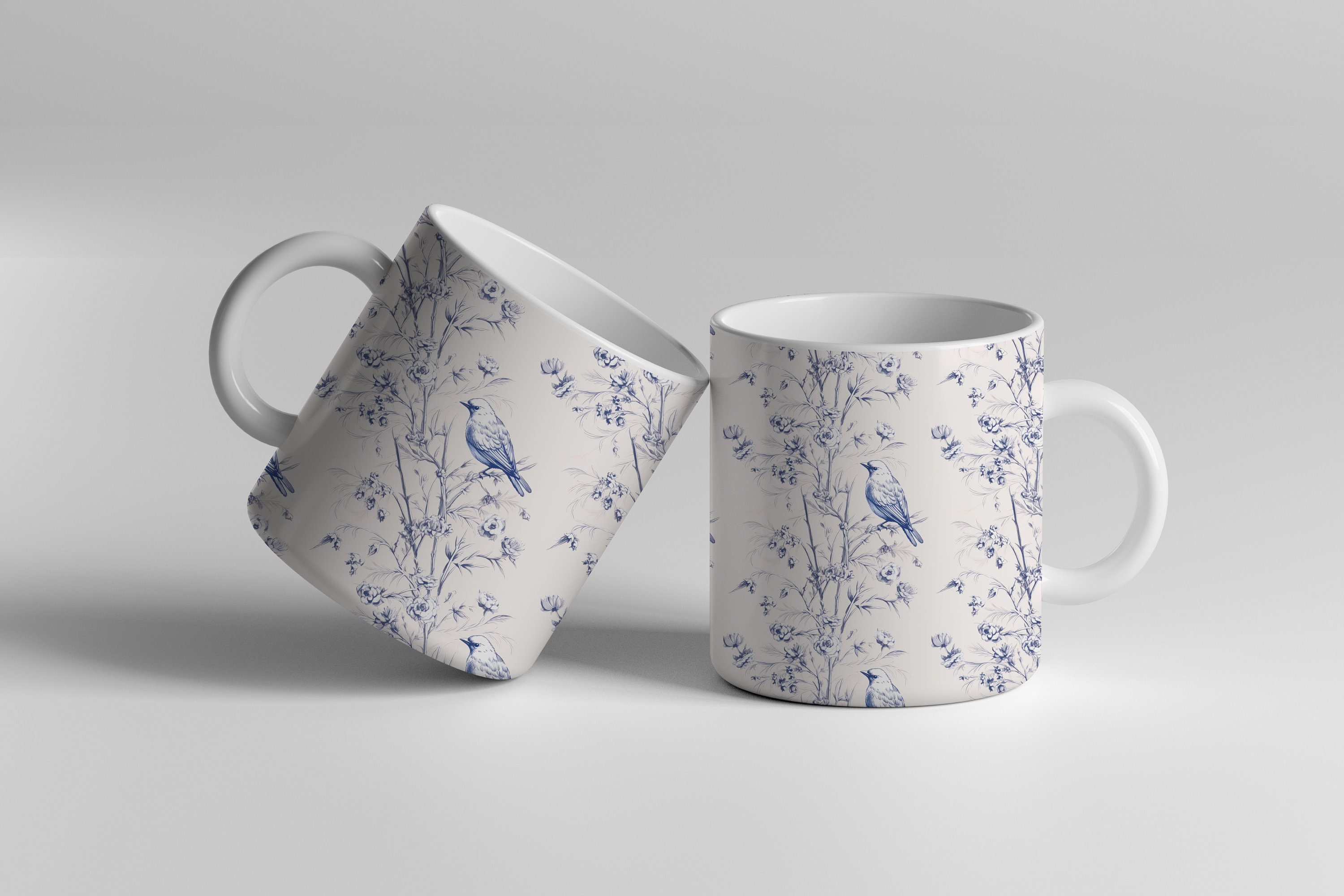 Seamless Chinoiserie Pattern Blue Chinoiserie Floral Pattern With Bird ...