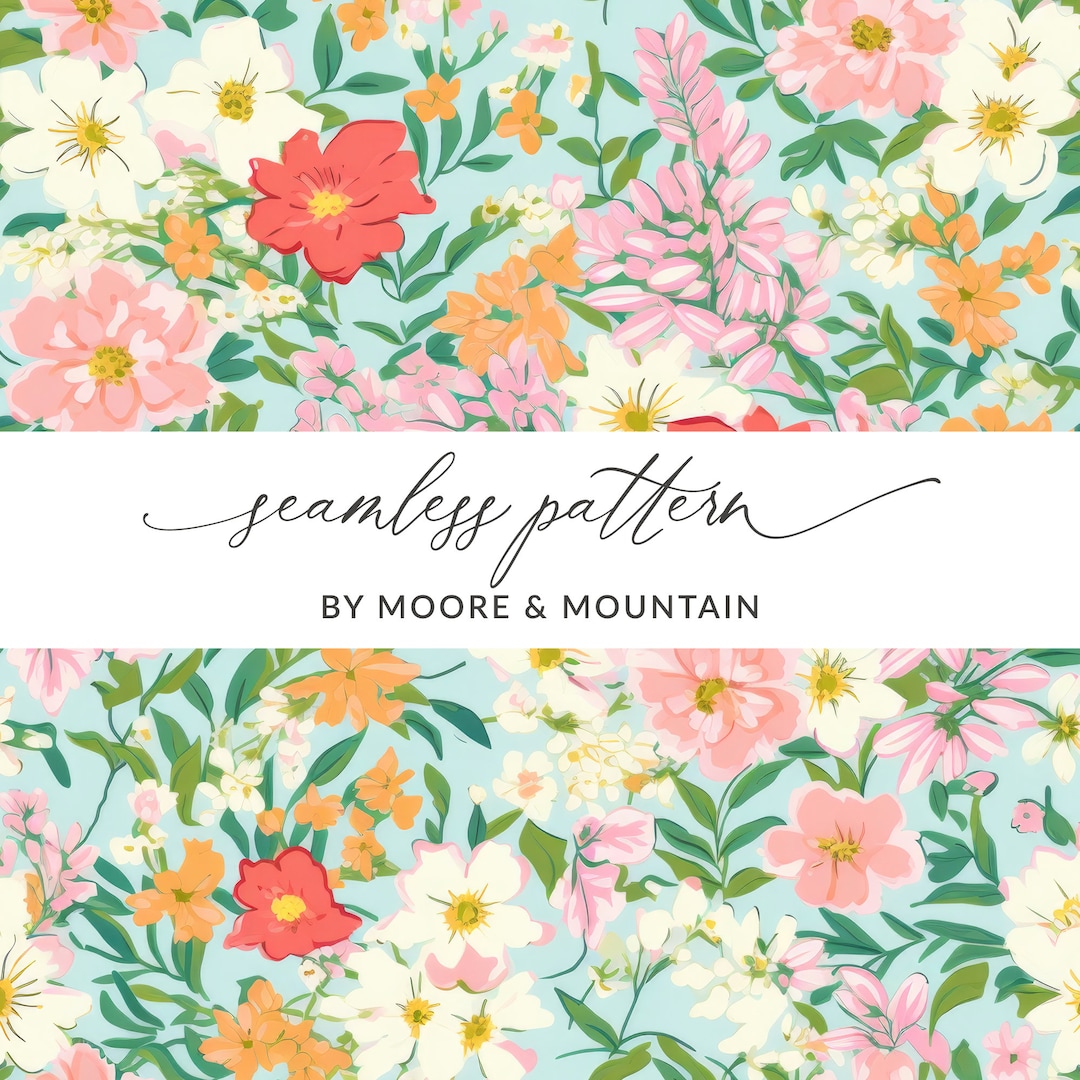 Teal Ditsy Floral Seamless Pattern, Neon Teal Flower Pattern, Preppy ...