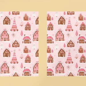 Pink Gingerbread House Seamless Pattern Pink Christmas Background ...
