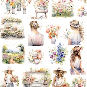 50 Spring Clipart Collection, Spring Watercolor Clipart Collection ...