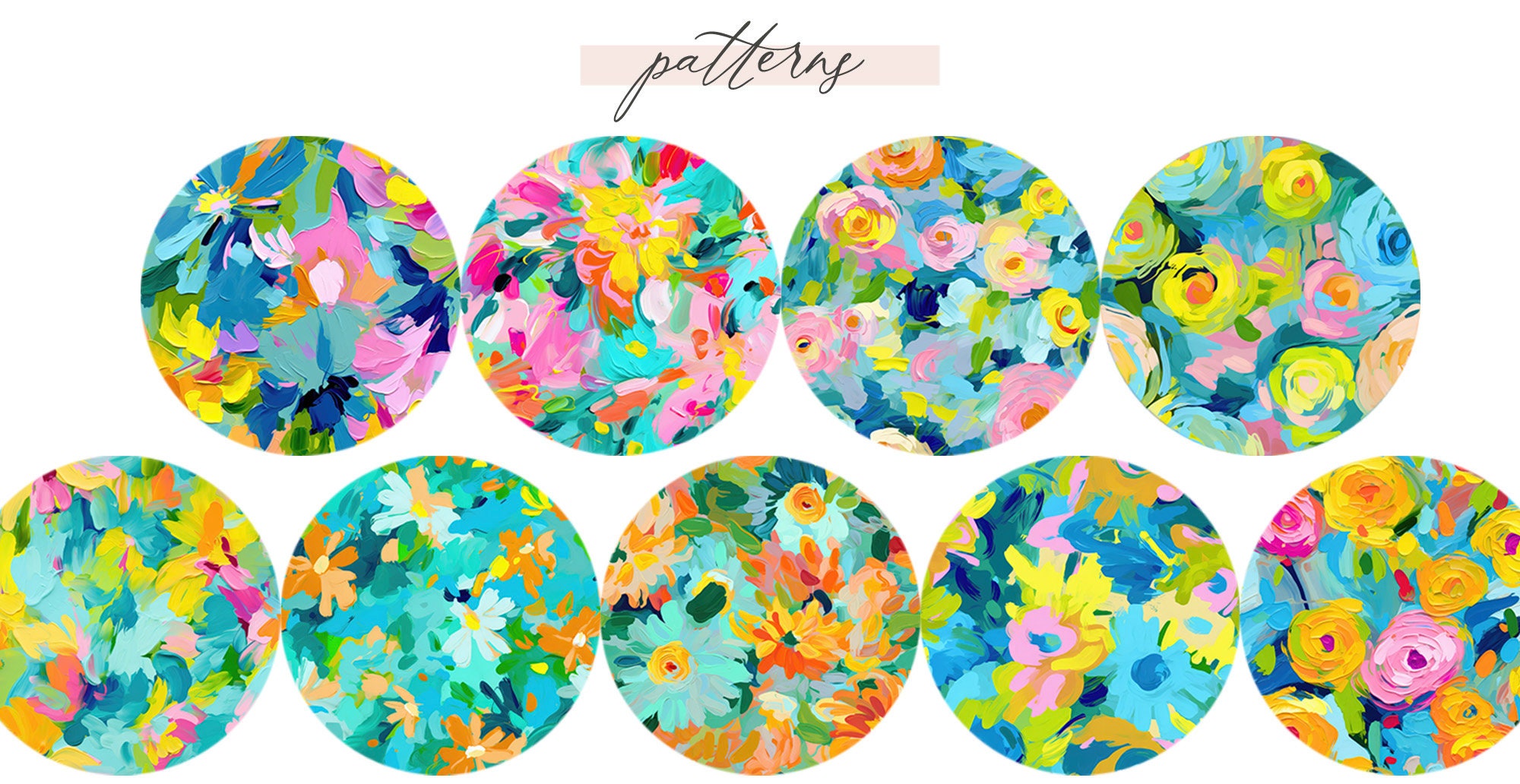 30 Painted Abstract Floral Pattern Set, Seamless Painted Floral ...