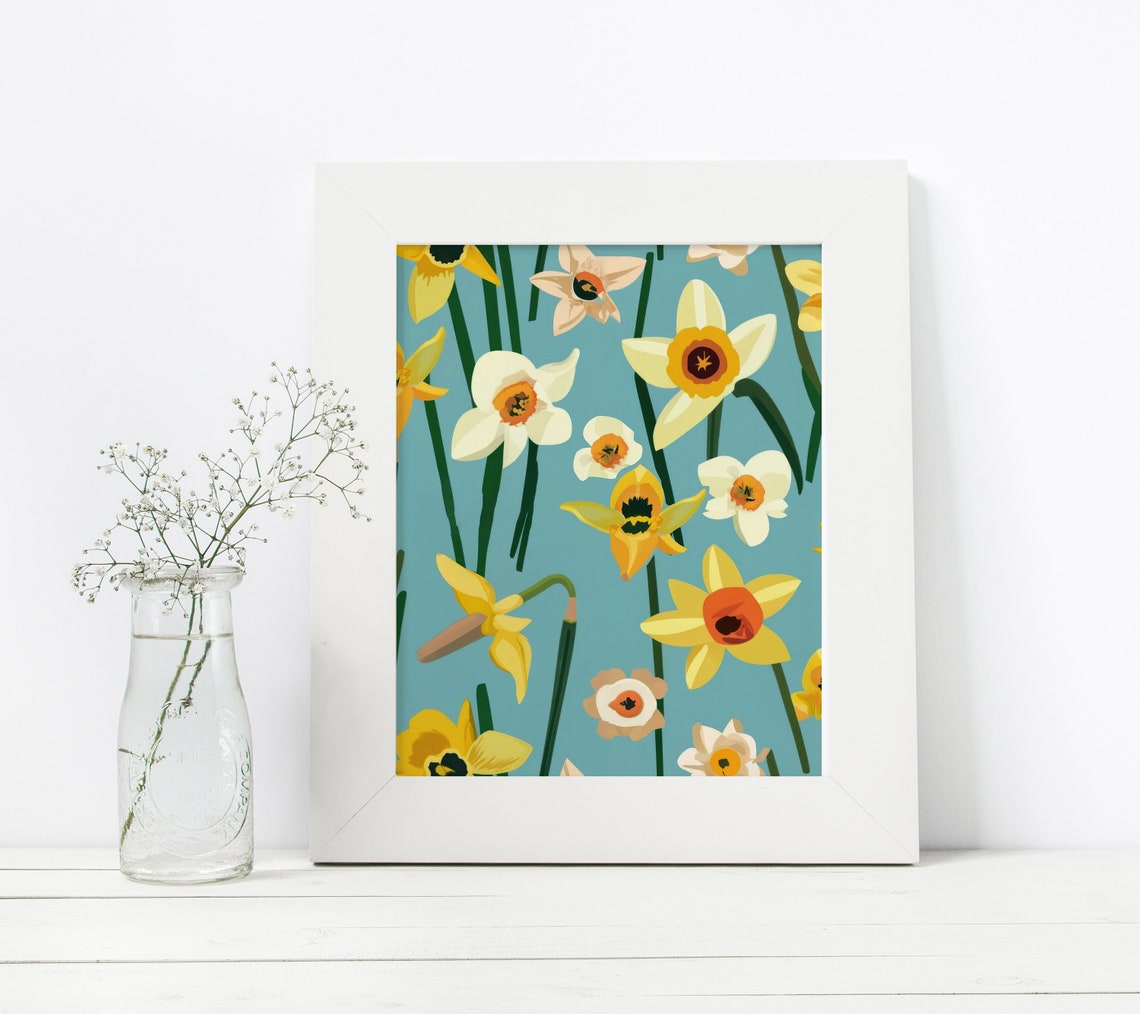 Hand Drawn Daffodils Pattern Spring Daffodils Repeating Pattern, Modern ...