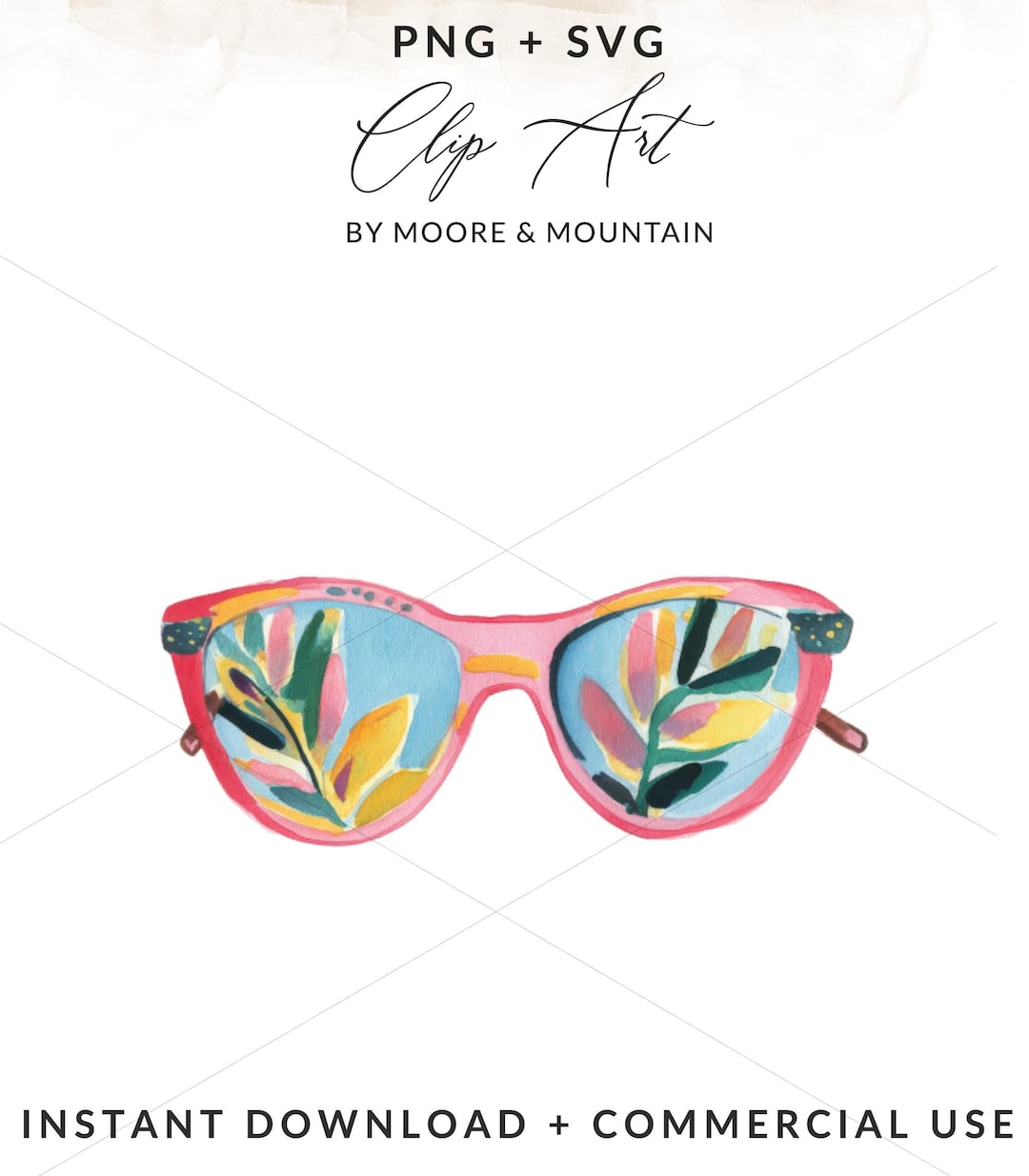 Preppy Sunglasses Clipart, Tropical Reflection SVG, Summer Vibes PNG ...