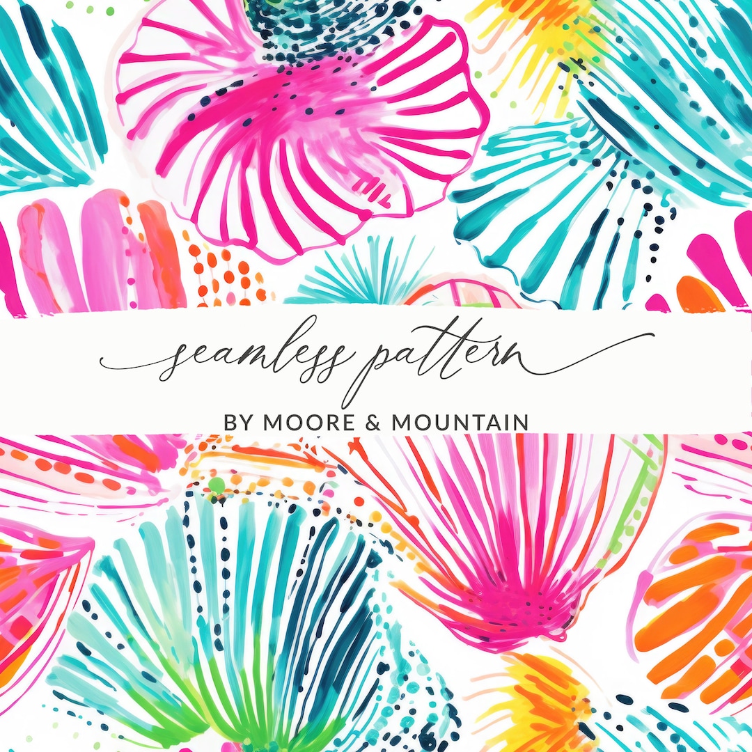 Seamless Shell Background, Painted Shell Seamless Background, Neon ...