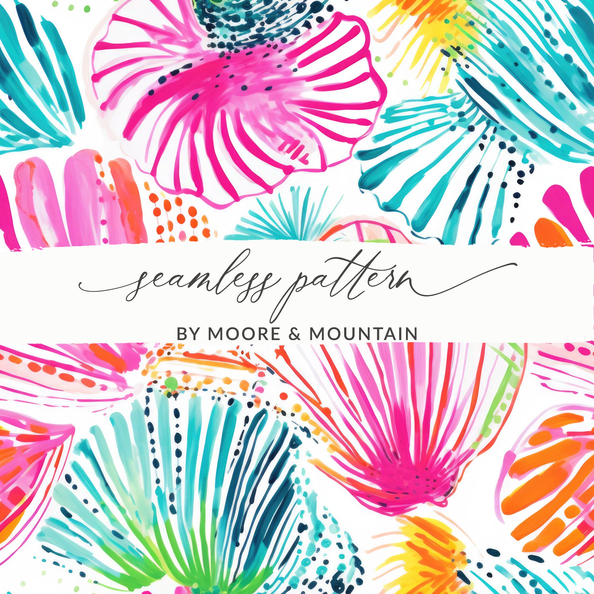 Seamless Shell Background, Painted Shell Seamless Background, Neon ...