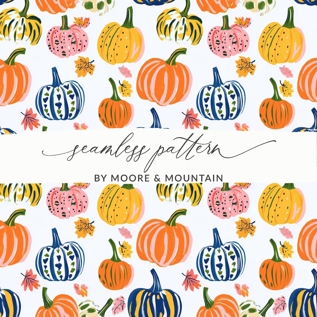 Quirky Pumpkins Seamless Pattern Preppy Pumpkins Background Pattern ...