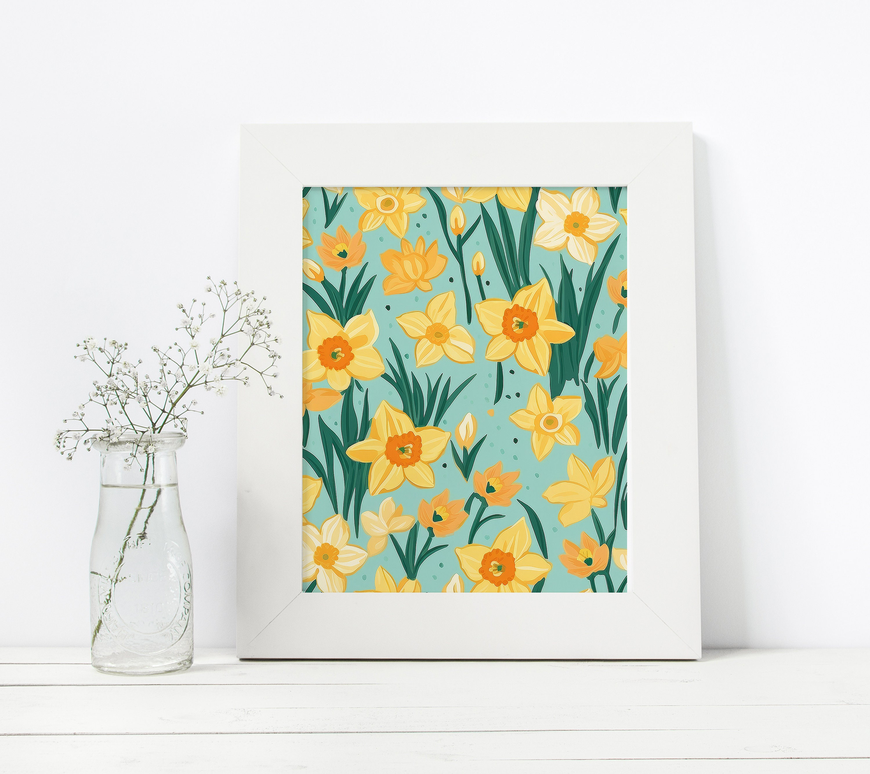 Hand Drawn Daffodils Pattern Spring Daffodils Repeating Pattern, Modern ...