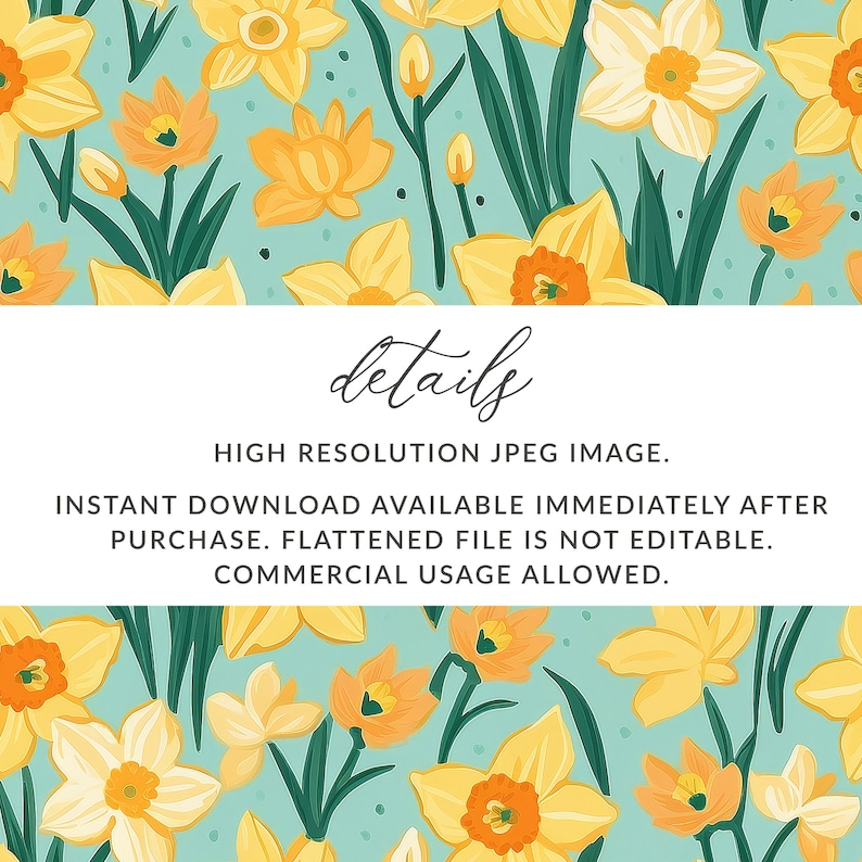 Hand Drawn Daffodils Pattern Spring Daffodils Repeating Pattern, Modern ...