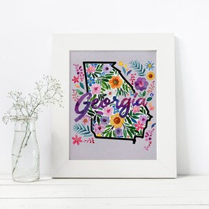 State of Georgia Clipart, Georgia State PNG, Georgia State With Flowers ...