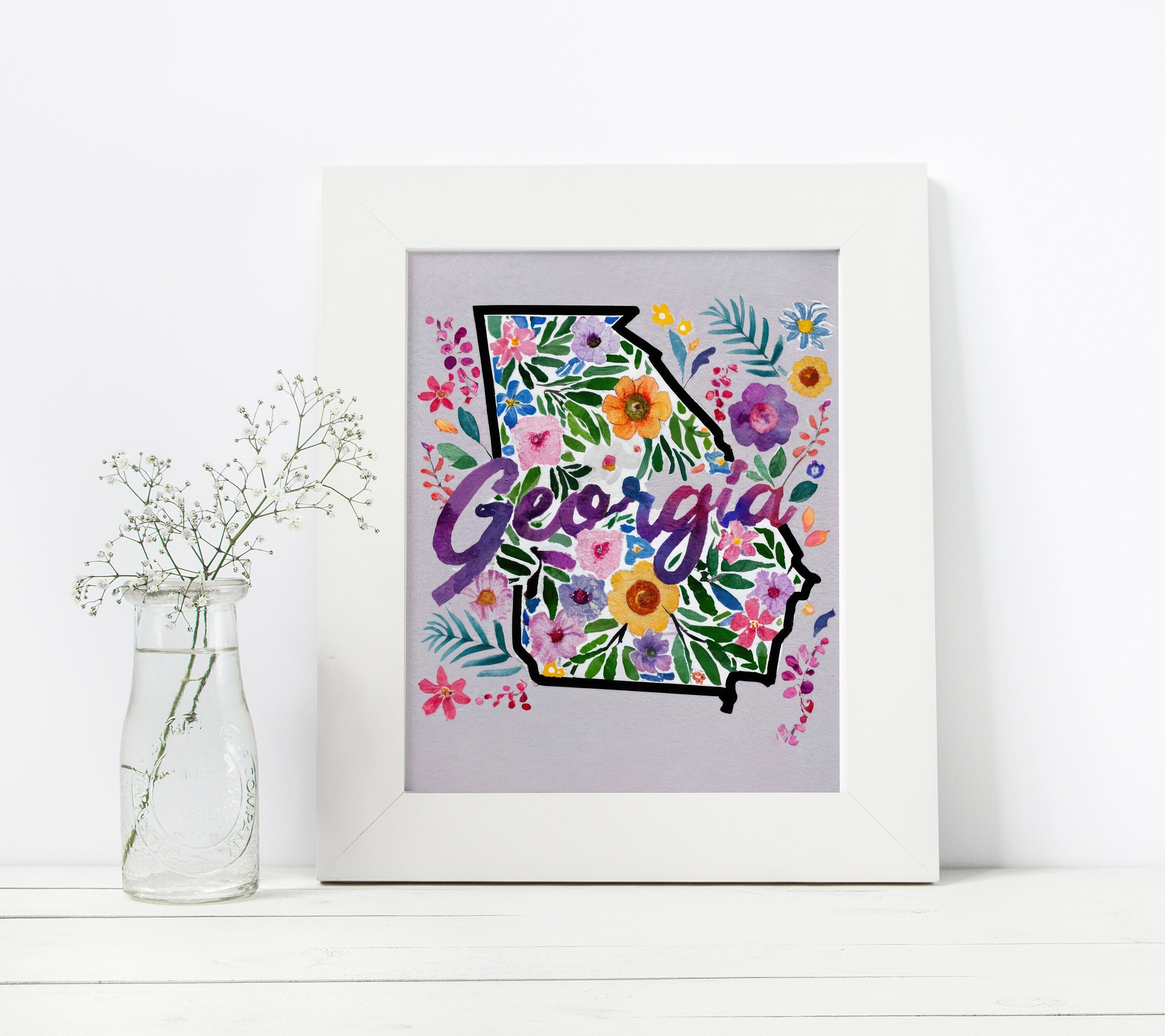 State of Georgia Clipart, Georgia State PNG, Georgia State With Flowers ...