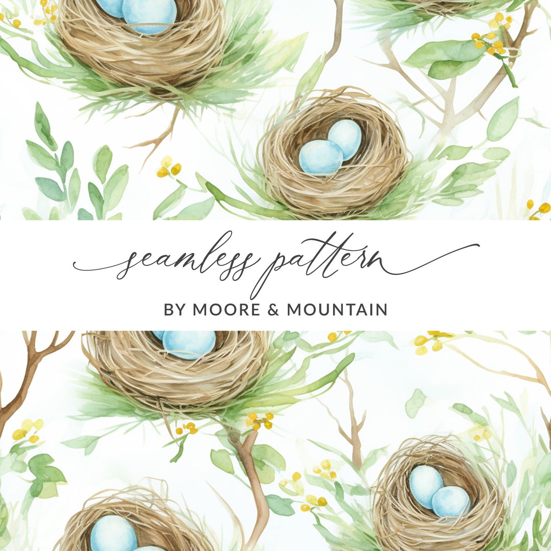 Seamless Nest Pattern, Cute Birds Nest Background Pattern, Seamless ...