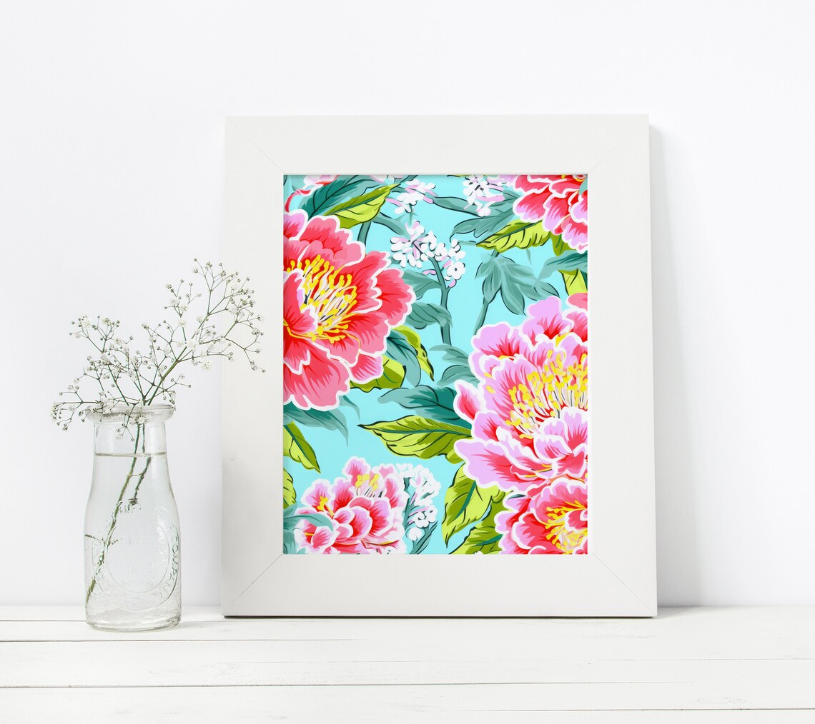 Peony Seamless Pattern Hot Pink and Chinese Blossom Pattern, Preppy ...