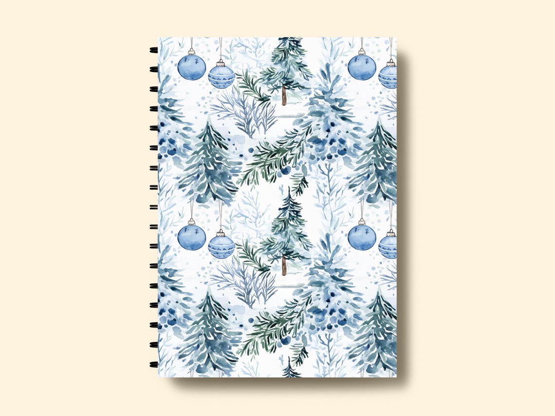 Blue Christmas Watercolor Background Pattern Blue Xmas Pine Trees ...