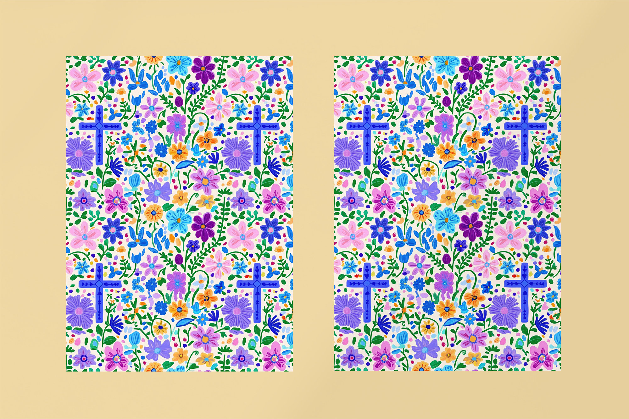 Blue Christian Cross Background Pattern, Spring Easter Cross Pattern ...