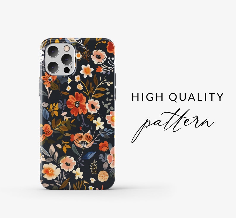 Dark Fall Floral Seamless Pattern, Fall Colored Flowers Pattern, Black ...