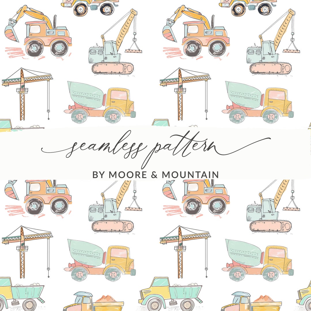 Construction Seamless Pattern for Boys Dump Truck Background ...