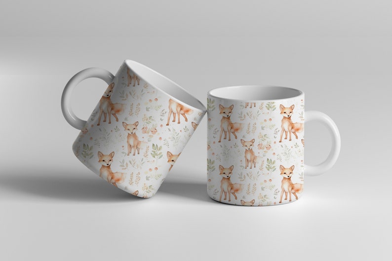 Cute Baby Fox Seamless Pattern, Watercolor Foxes Seamless Background ...