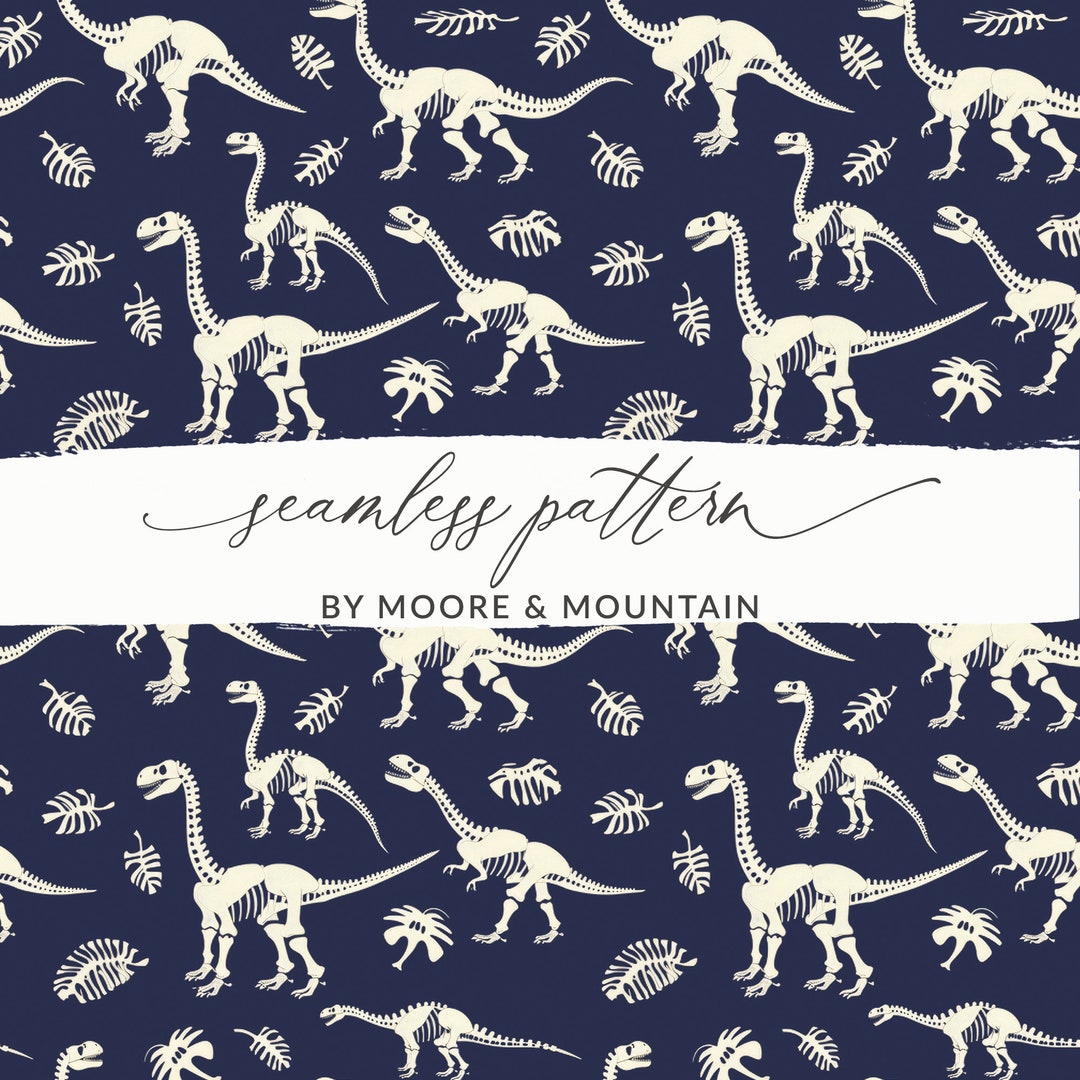 Dinosaur Bones Background Dinosaur Skeleton Pattern, Black and White ...